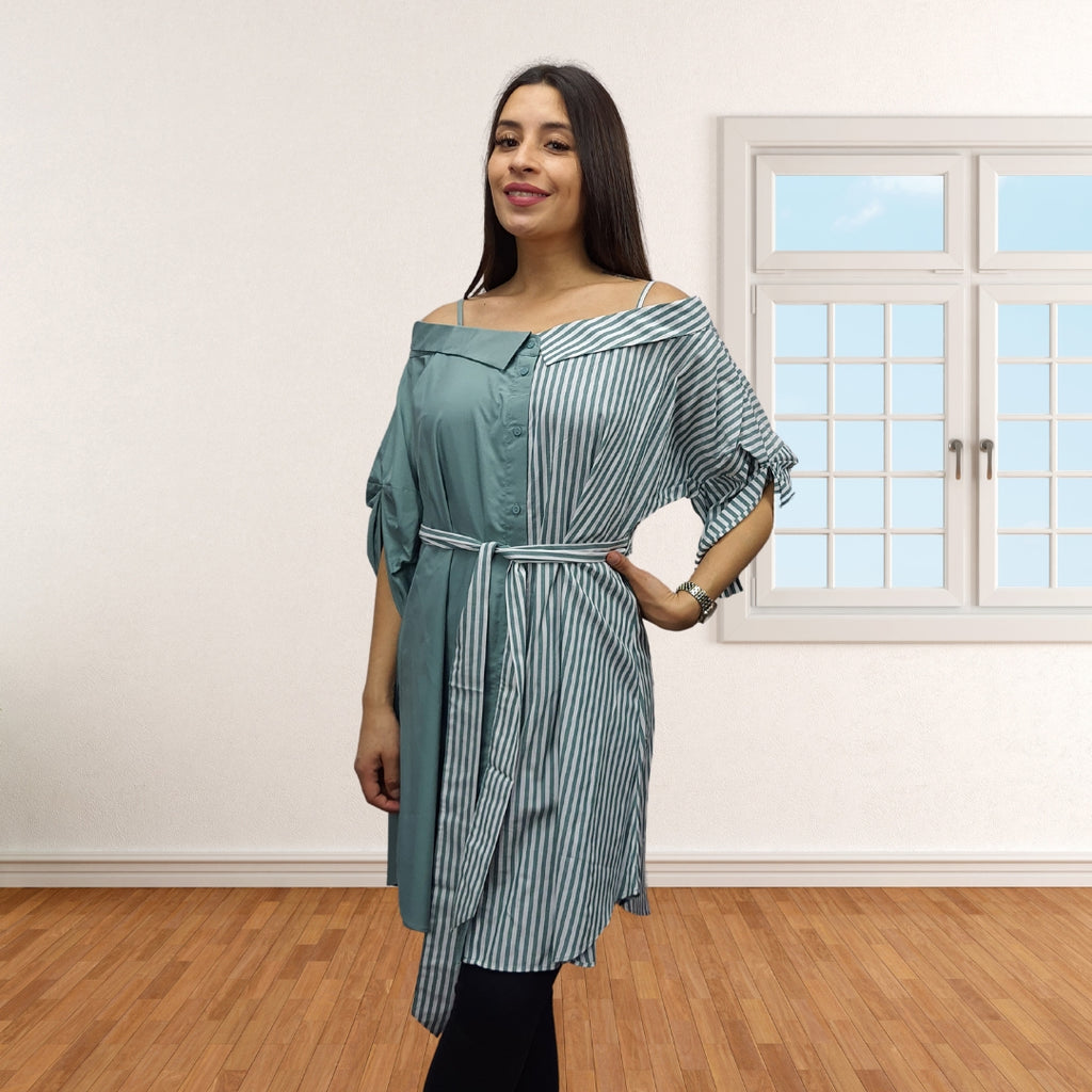 Vestido Vero Moda Verde Style BRIDGE 3/4 LONG SHIRT(FL)