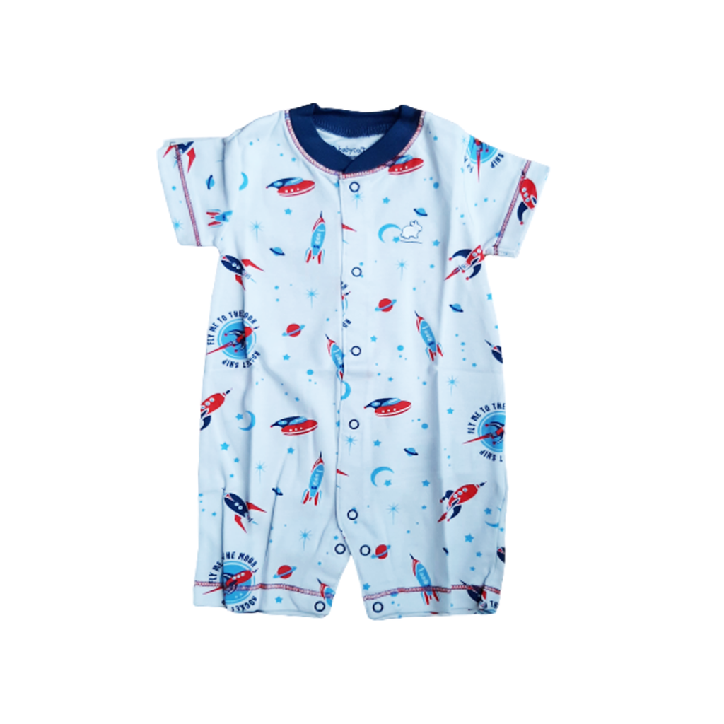 Paticorto Babycottons Basic Rockets glow Azul Rojo